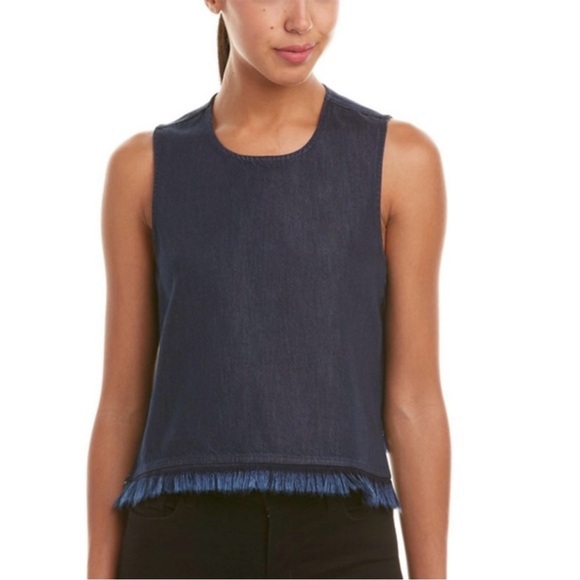 A.L.C. | Tops | Alc Sample Blue Denim Crop Tank Top Sleeveless Fringe ...